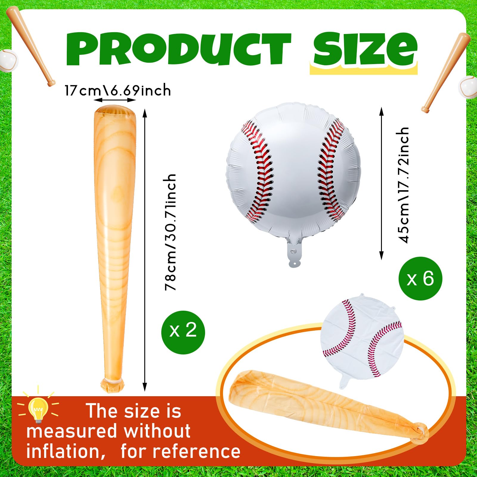 Snapklik.com : Rotatingpals 8 Pcs Inflatable Baseball Set 2 Piece 30.7 ...