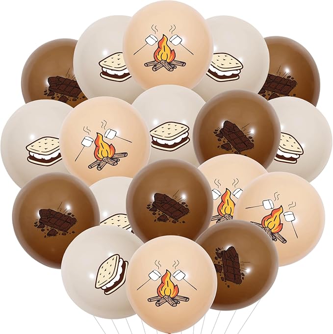 Amazon.com: Sursurprise 36Pcs S’more Theme Balloons, S’mores Birthday ...