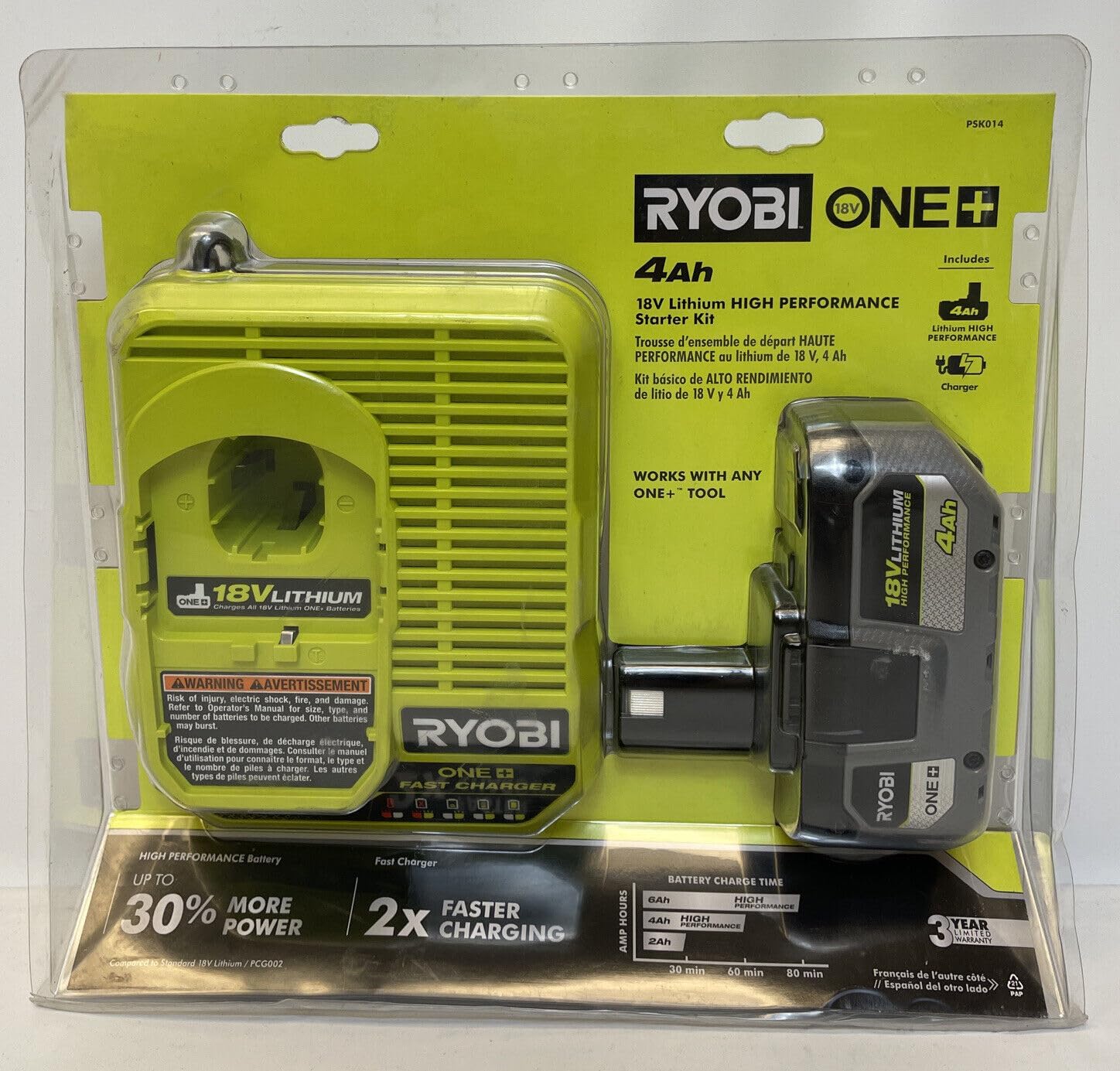 Amazon.com: Ryobi PSK014 4Ah 18V Lithium High Performance Starter Kit ...