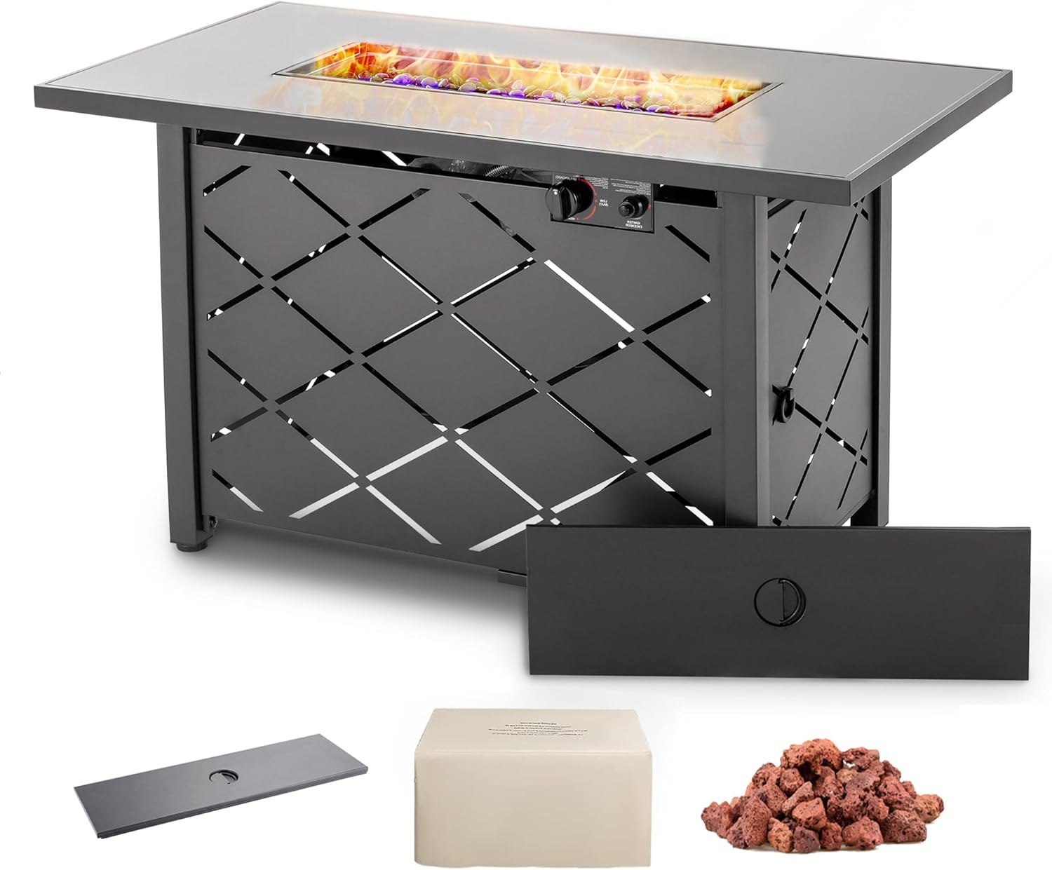 Amazon.com: 43 in Propane Fire Pit Table, 50,000 BTU Auto-Ignition Gas Fire Pit, CSA ...