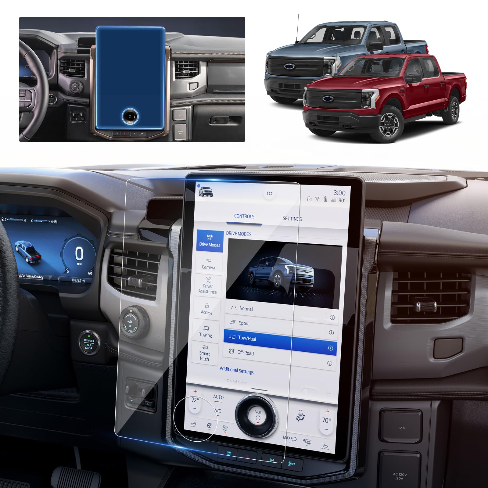 Amazon.com: BSTW 2024 F150 Lightning Screen Protector for 2022-2024 ...