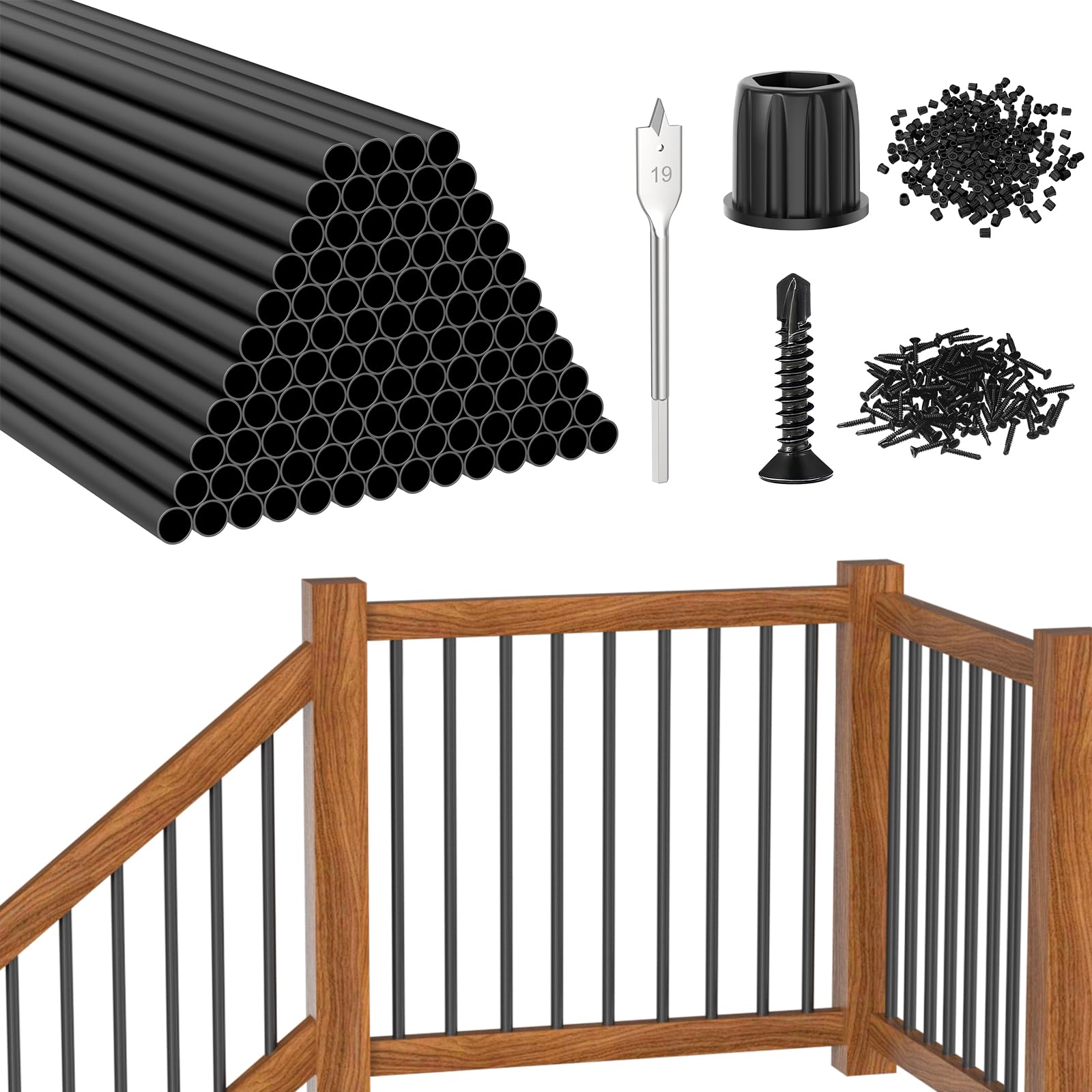 Snapklik.com : CKE 100 Pack 36" Round Aluminum Balusters, 3/4" Diameter ...