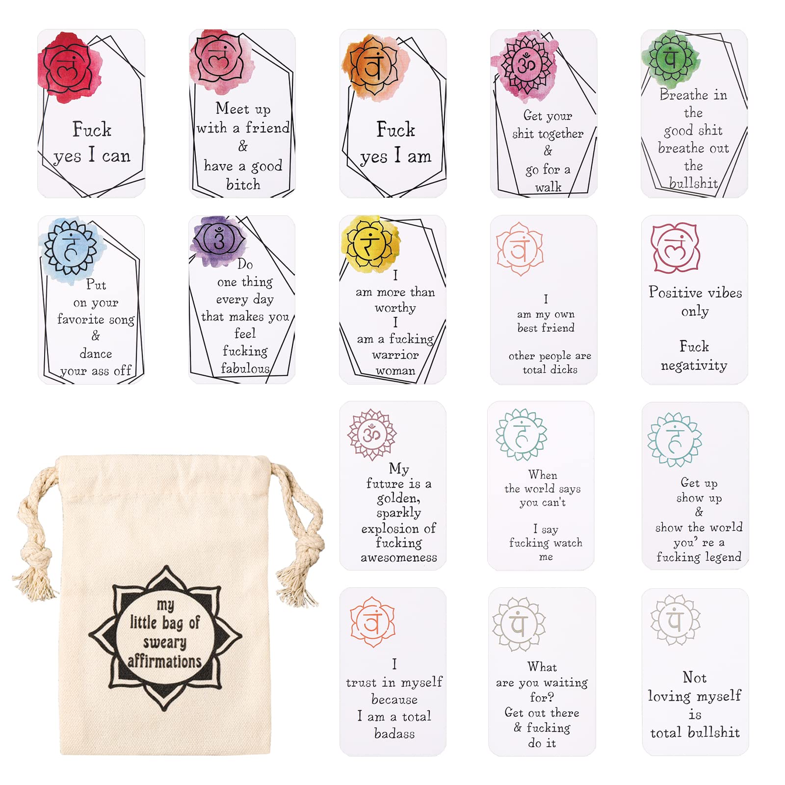 Cobee Sweary Affirmation Cards, Funny Affirmation Card for Women Men ...