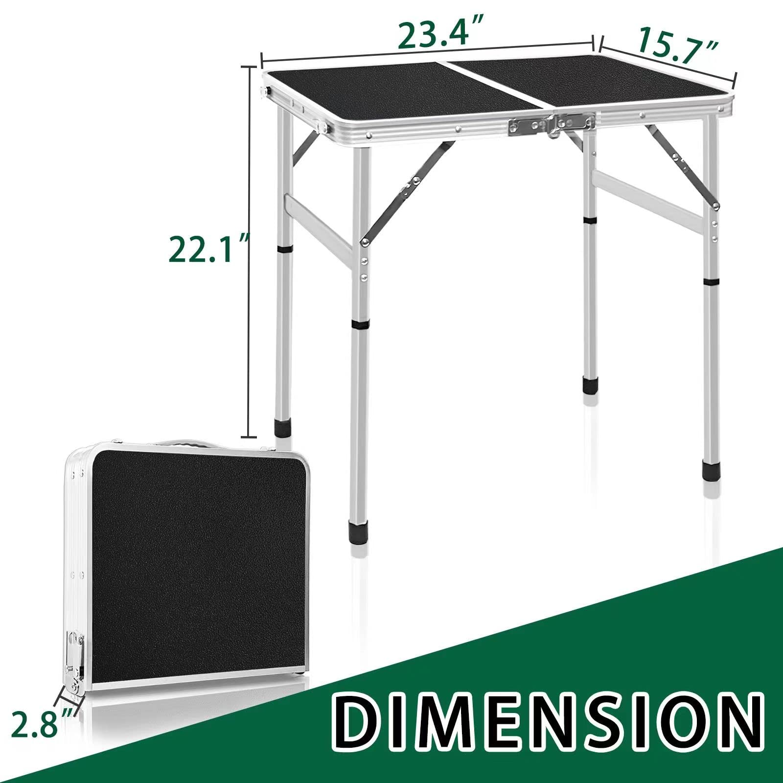 Aluminum Folding Small Table, Adjustable Height Lightweight Portable ...