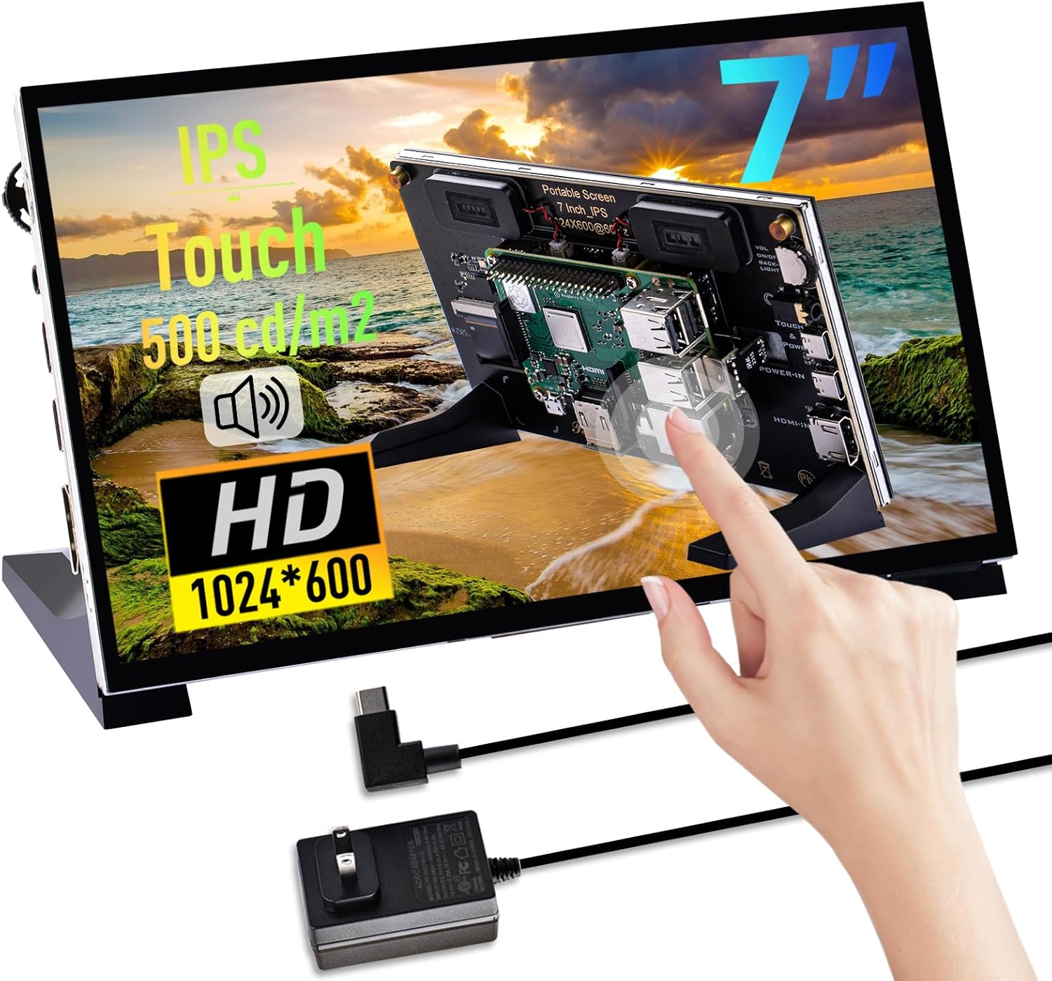 GeeekPi 7 inch Capacitive Touchscreen for Raspberry Pi, HDMI Monitor ...