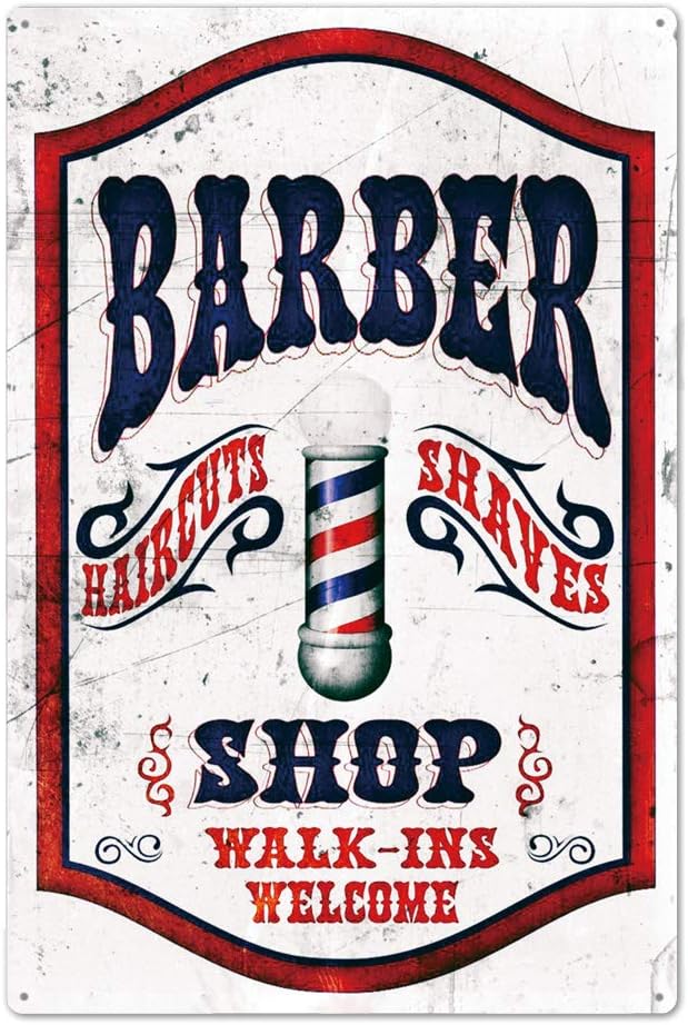 Amazon.com: ZMKDLL Barber Shop Tin Metal Sign Barbers Pole Striped Hair ...