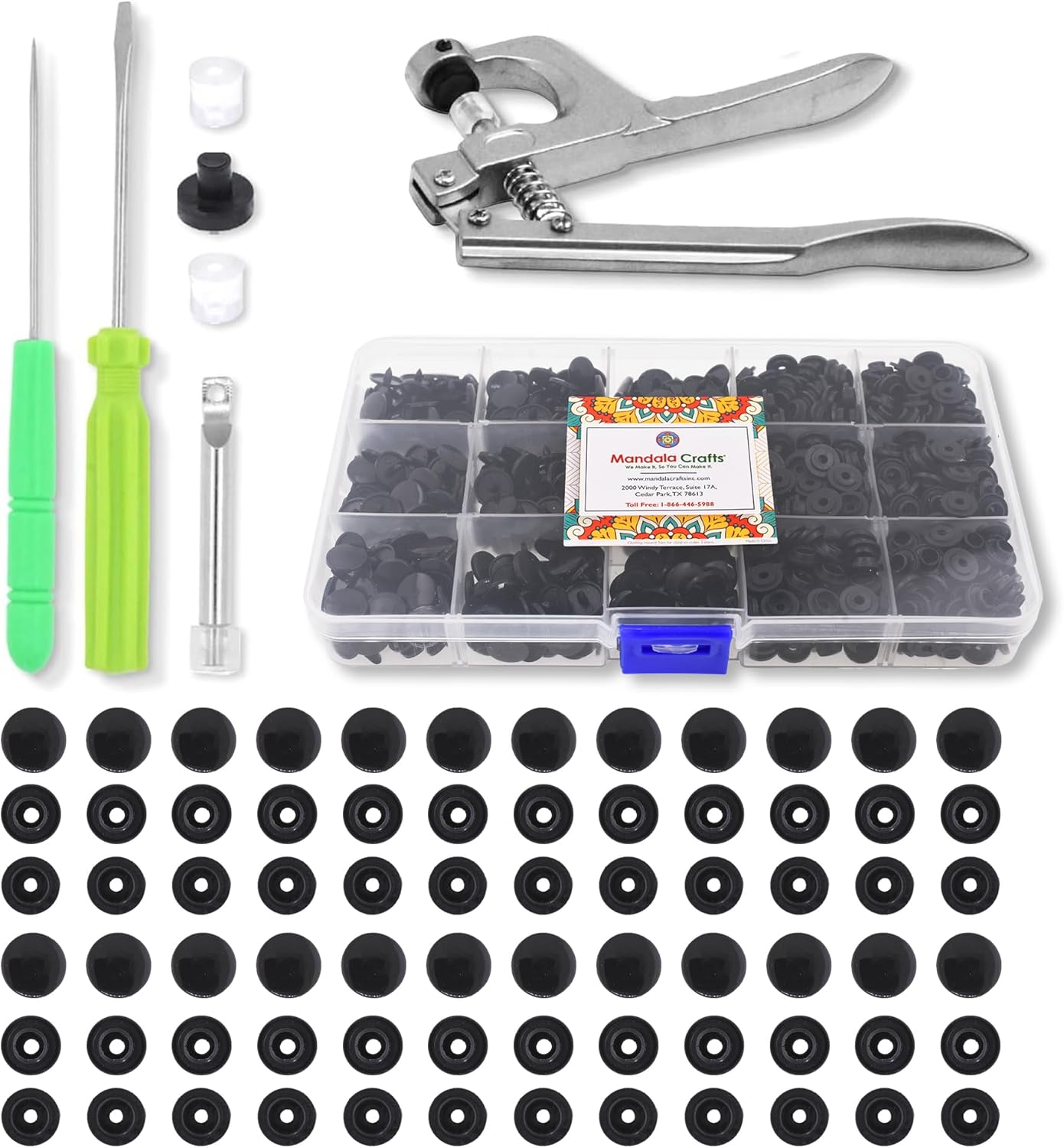 Amazon.com: Mandala Crafts Black Plastic Snaps Fasteners Kit & Snap ...