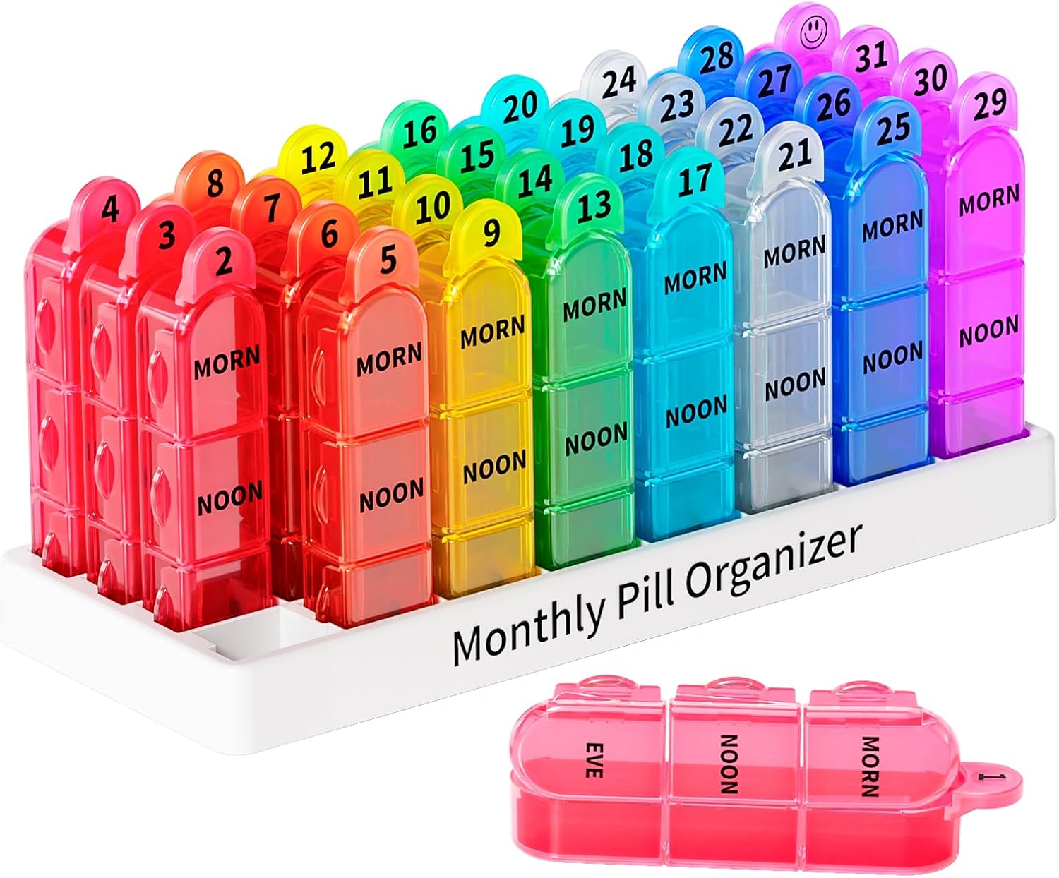 Odaro Monthly Pill Box Organiser 3 Times A Day, Small Medicine ...