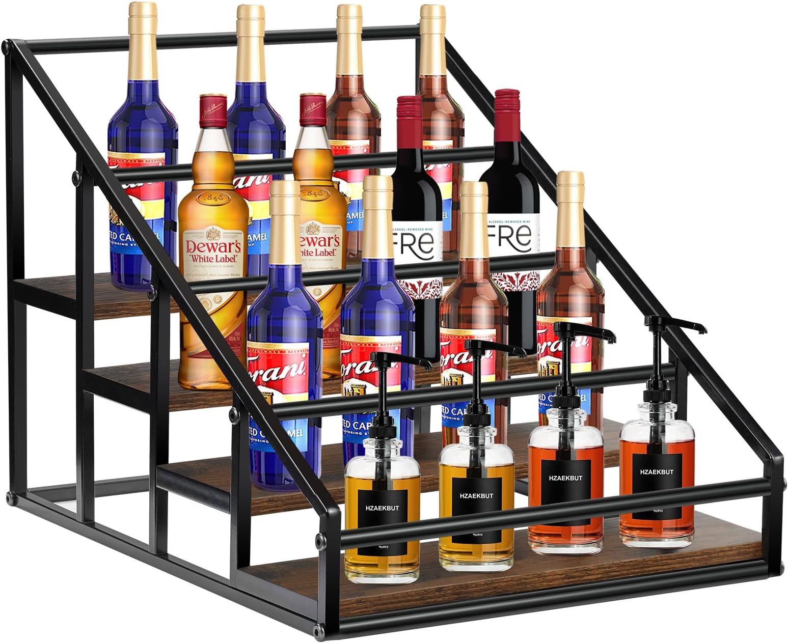 Amazon.com: Mustry 3-Tier Coffee Syrup Organizer, Wood and Metal, 12 ...