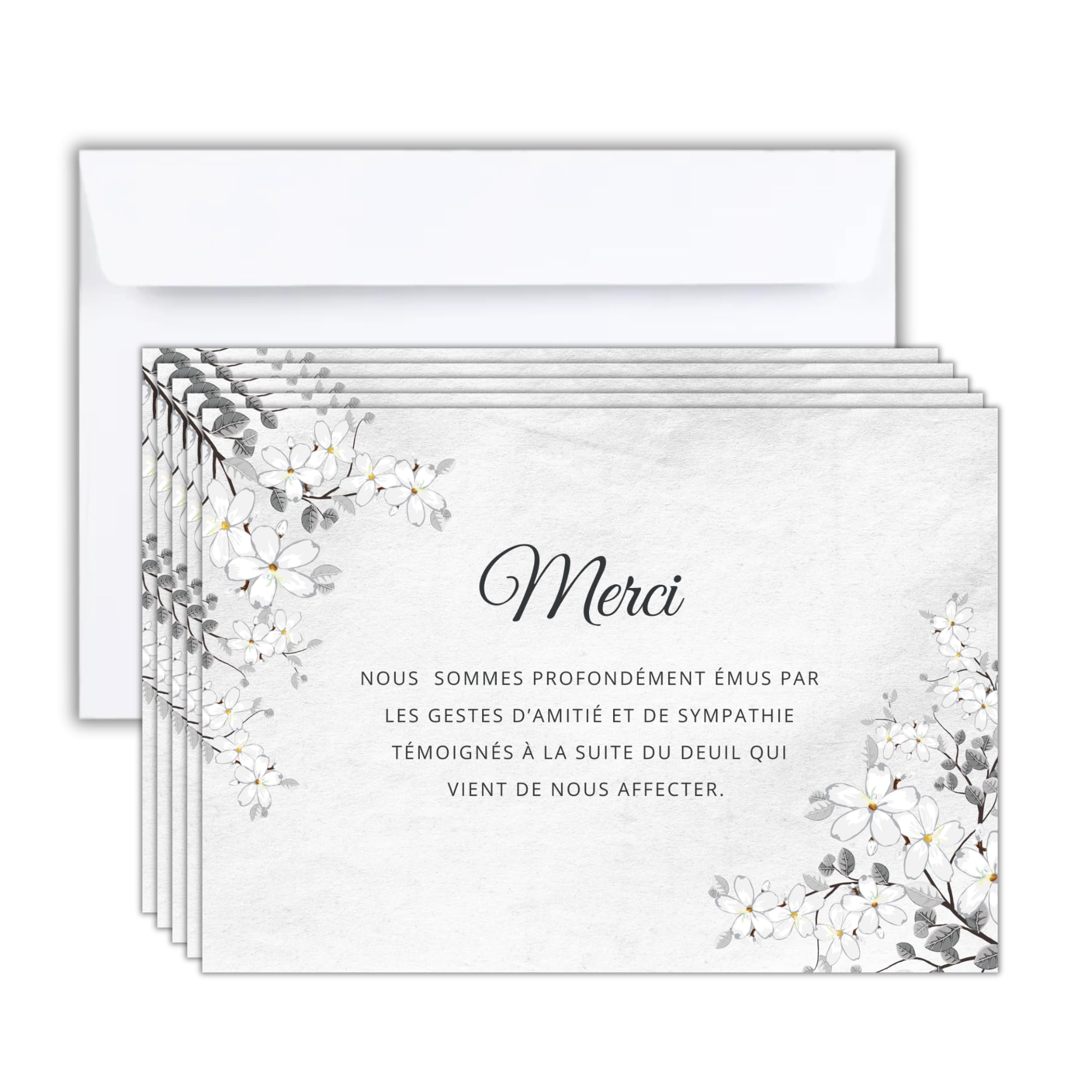 Lot de 50 Cartes + 50 Enveloppe Blanches - Cartes Remerciement Deuil ...