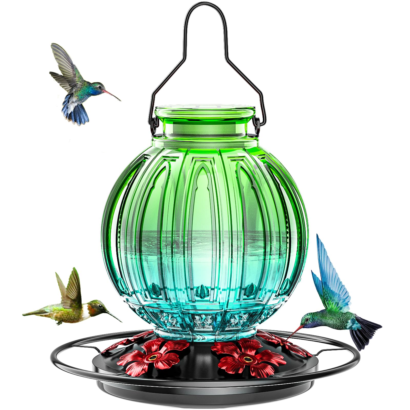 Amazon.com : Glass Hummingbird Feeder for Outdoors Hanging, Bird Nectar ...