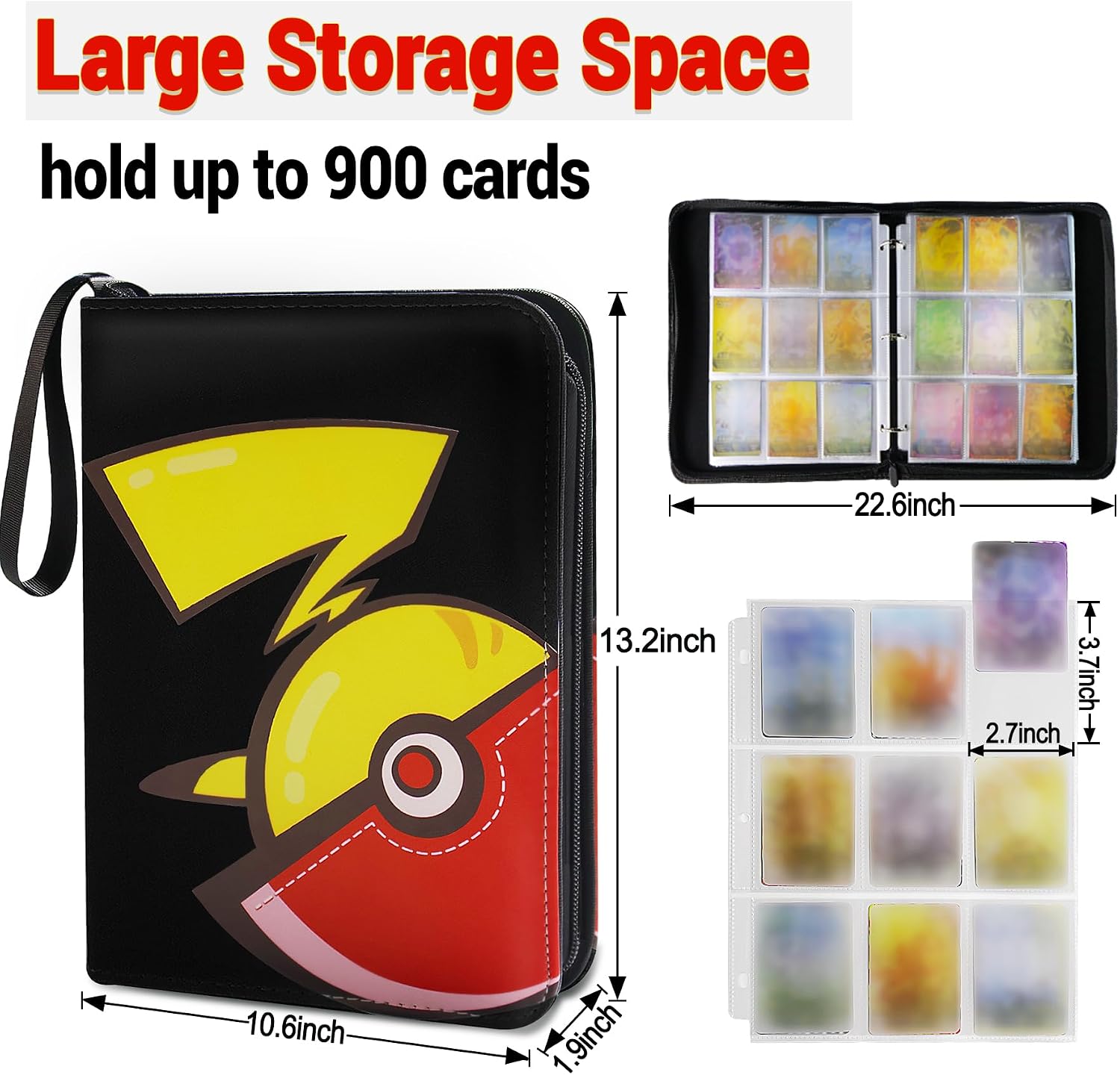 Carpeta de tarjetas de Pokémon de 9 bolsillos con 900 bolsillos con 50 ...