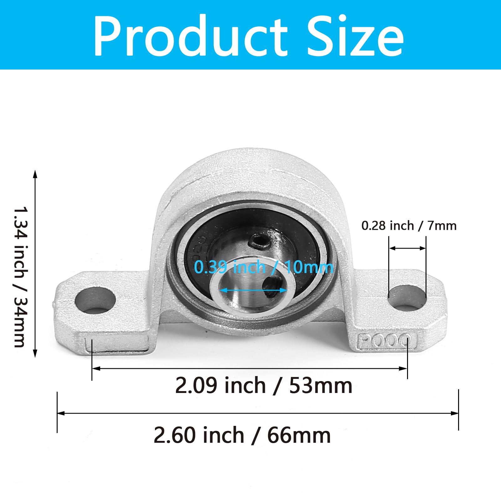 Snapklik.com : KP000 Pillow Block Bearing Flange Bearing, 0.39 Inch ...