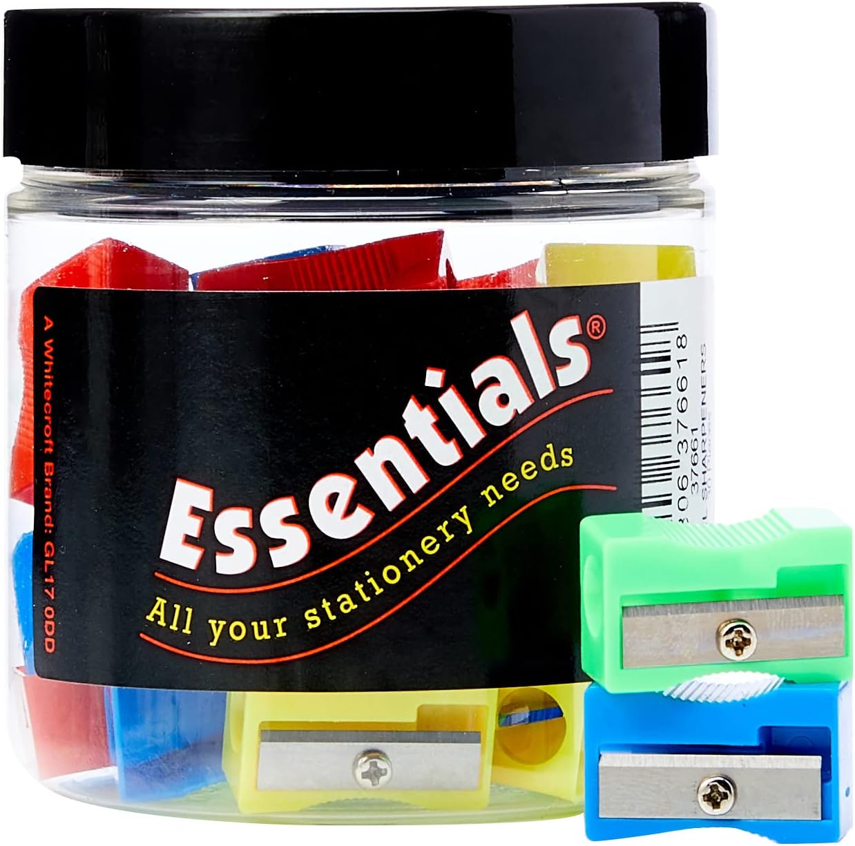 Whitecroft Essentials Stationery Tubs Plastic Pencil Sharpeners ...