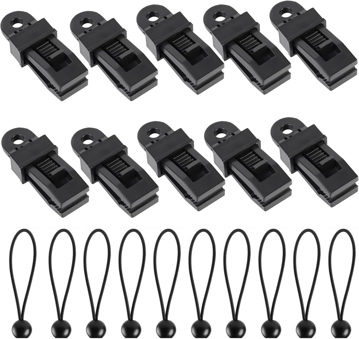 Tarpaulin Clips, 20Pcs Adjustable Tarpaulin Clips, Black Reusable ...