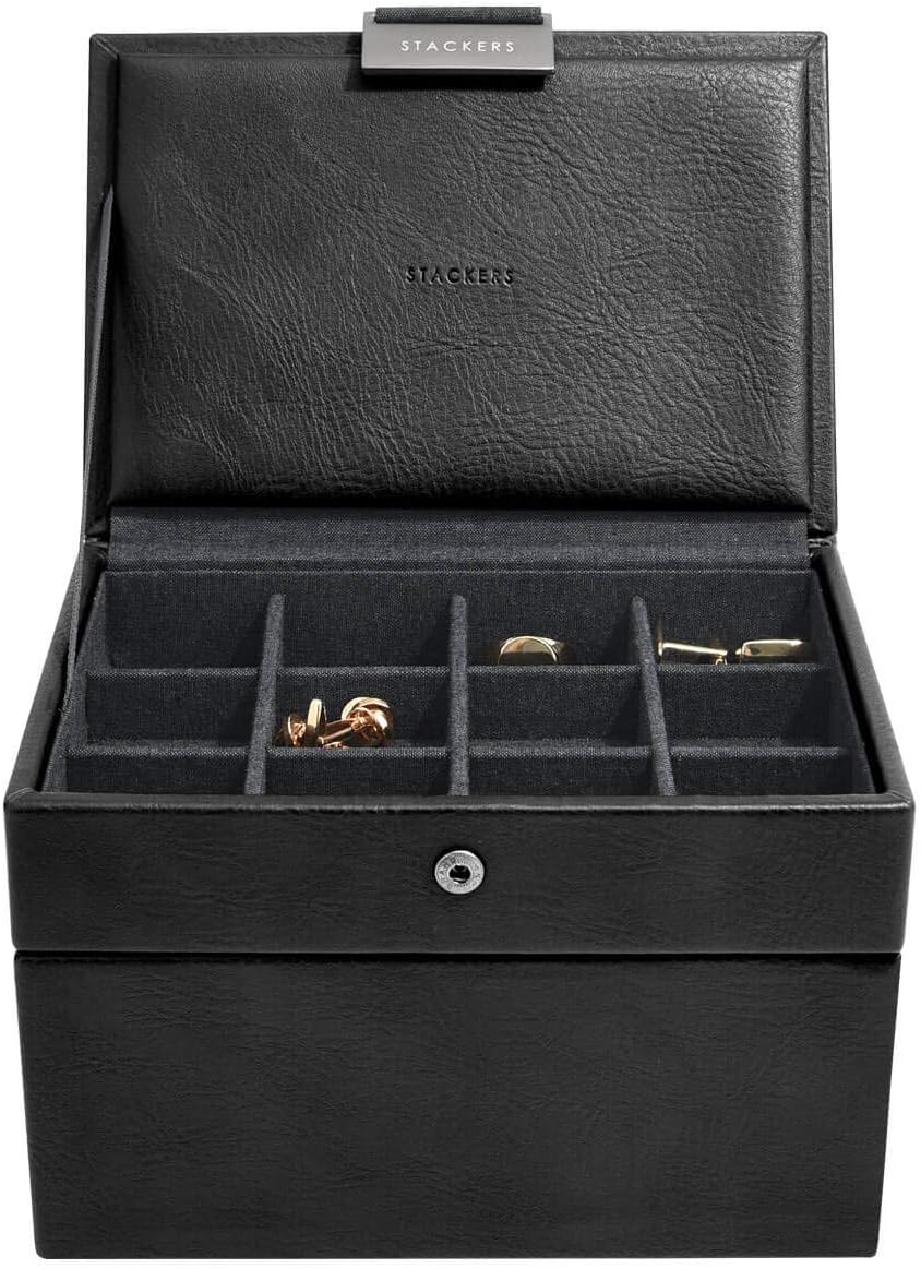 Mens Brown Mini Stacker Watch and Cufflinks Box Set of 2 Trays as Shown ...
