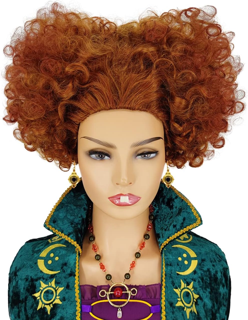 Amazon.com: Witch Wig Short Ginger Wig Red Brown Curly Buns Queen ...