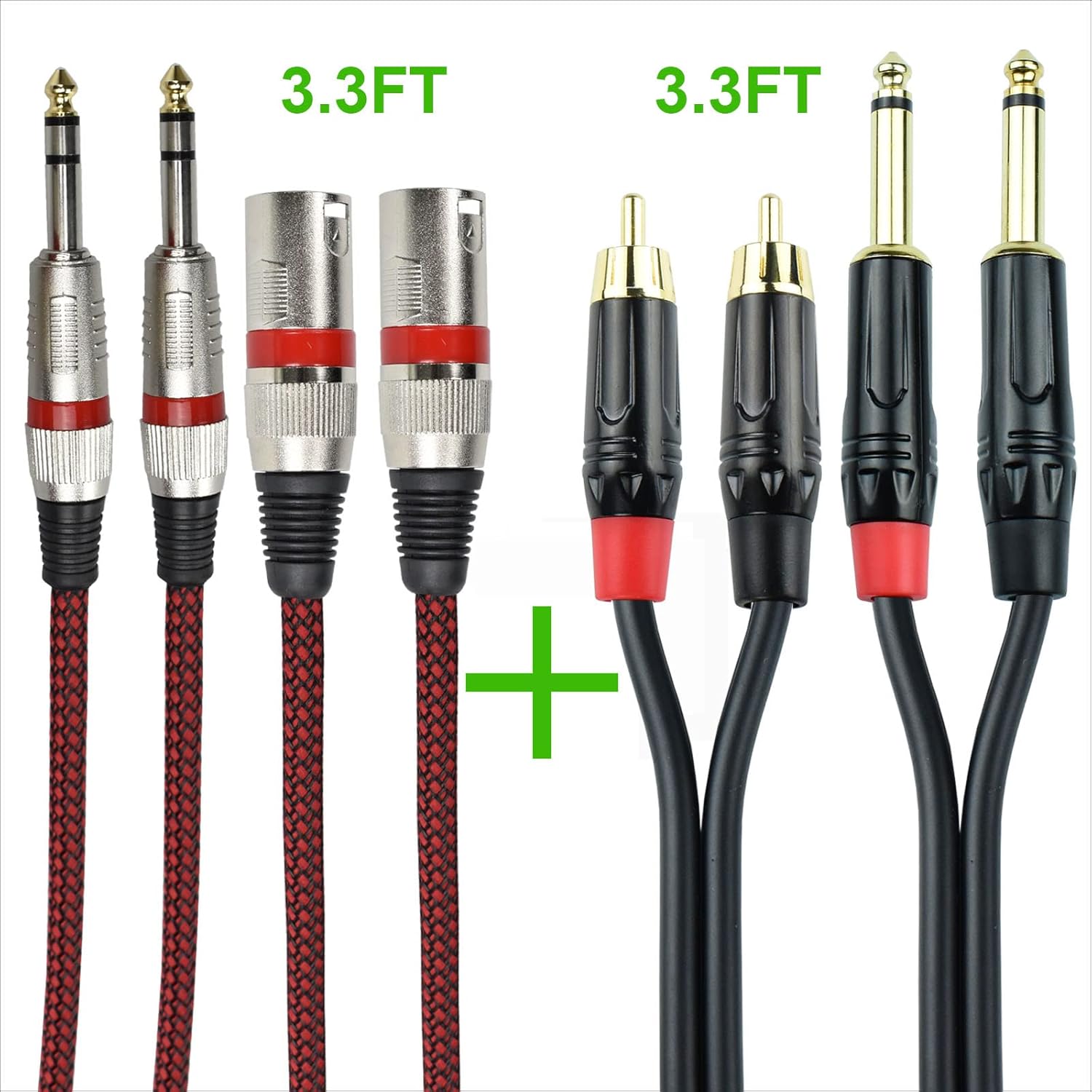 Amazon.com: Mugteeve Two 3.3Feet Balanced 1/4 TRS to XLR Male ...