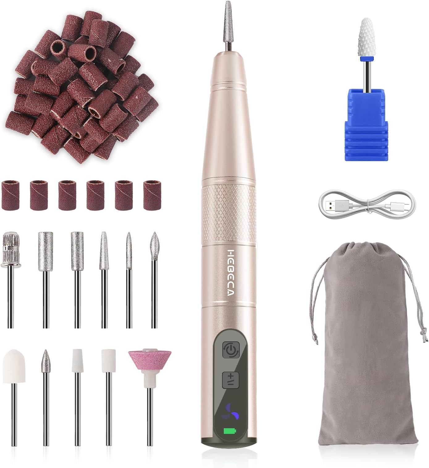 Amazon.com: HEBECA 12pcs Nail Drill Bits Set for Manicure Pedicure, 3/ ...