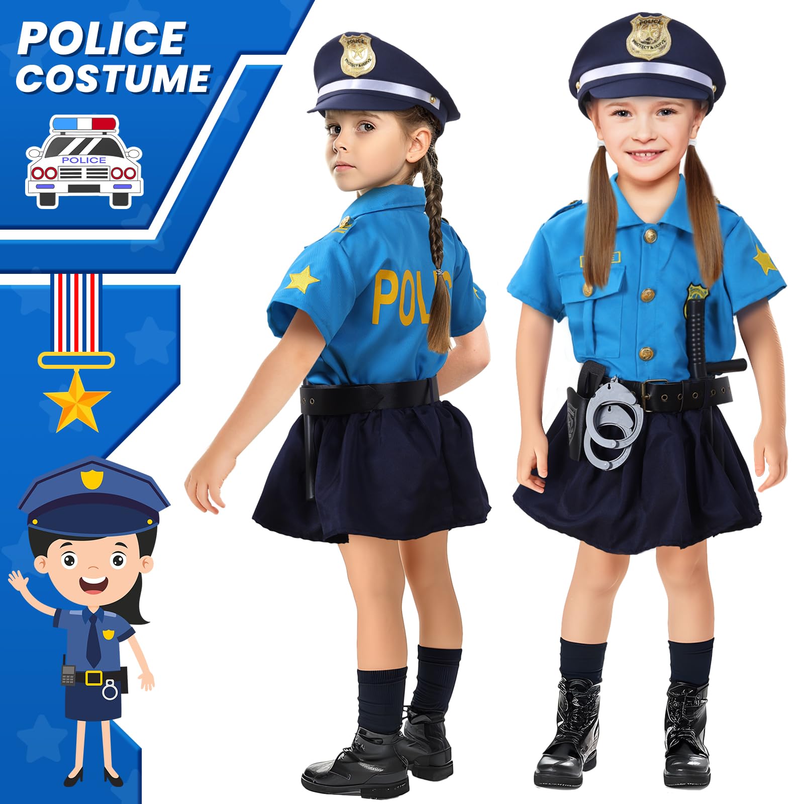Snapklik.com : Skirfy 15PCS Halloween Costume For Girls,Police Officer ...