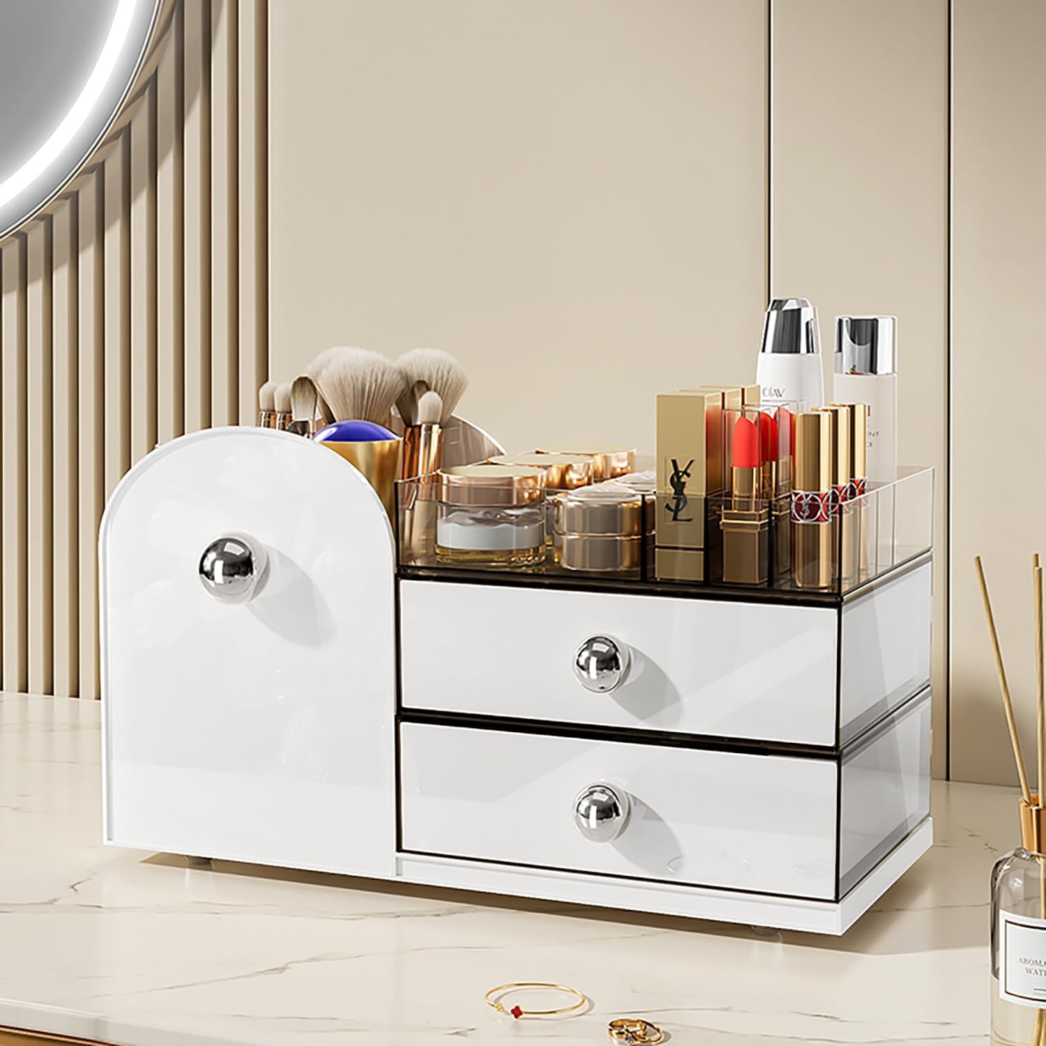 Amazon.com: Makeup Organizer with Drawers, Stackable Drawer Organizer ...