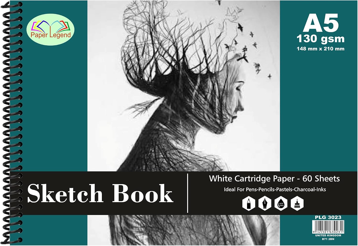 M1SS Spiral Sketch Pad 130 GSM Paper Sketchbook, Hardback Sketch Pad ...