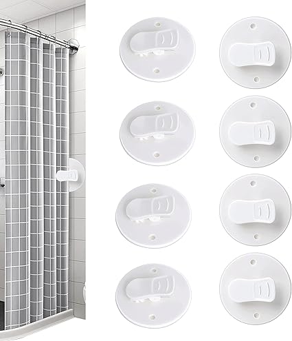 Bansusu Shower Curtain Clips, 8PCS Clips To Wall with Water Guard Self ...