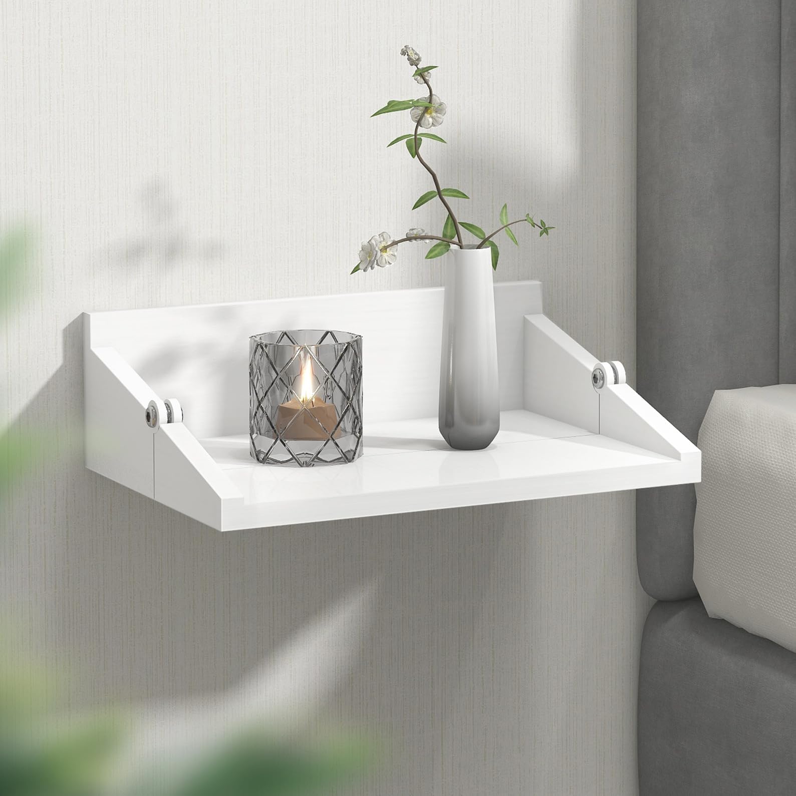 Amazon.com: Floating Nightstand Set of 2, White and Gold Wall Mounted ...