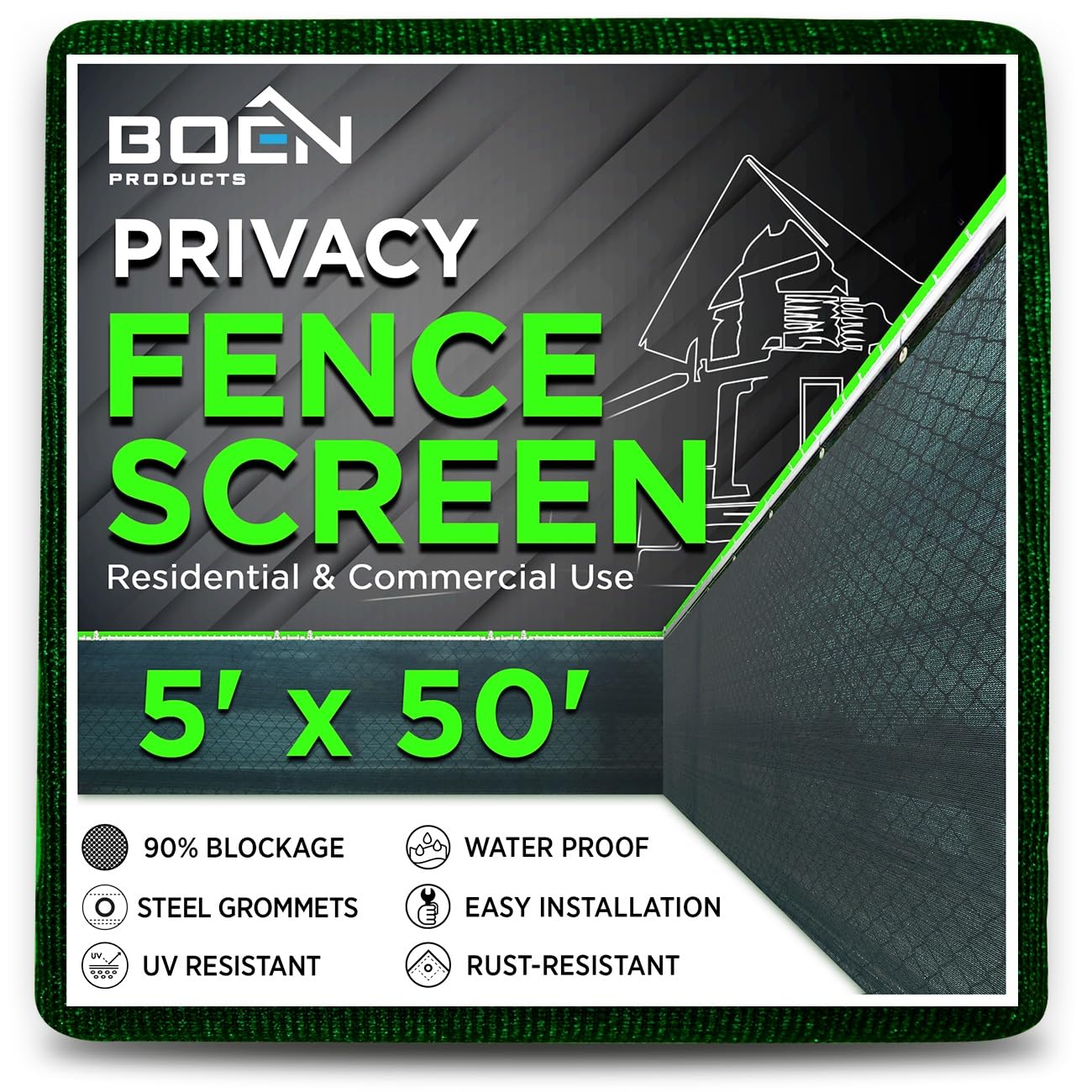 Snapklik.com : Boen - Backyard Privacy Screen Fence Covering 5 X 50 ...