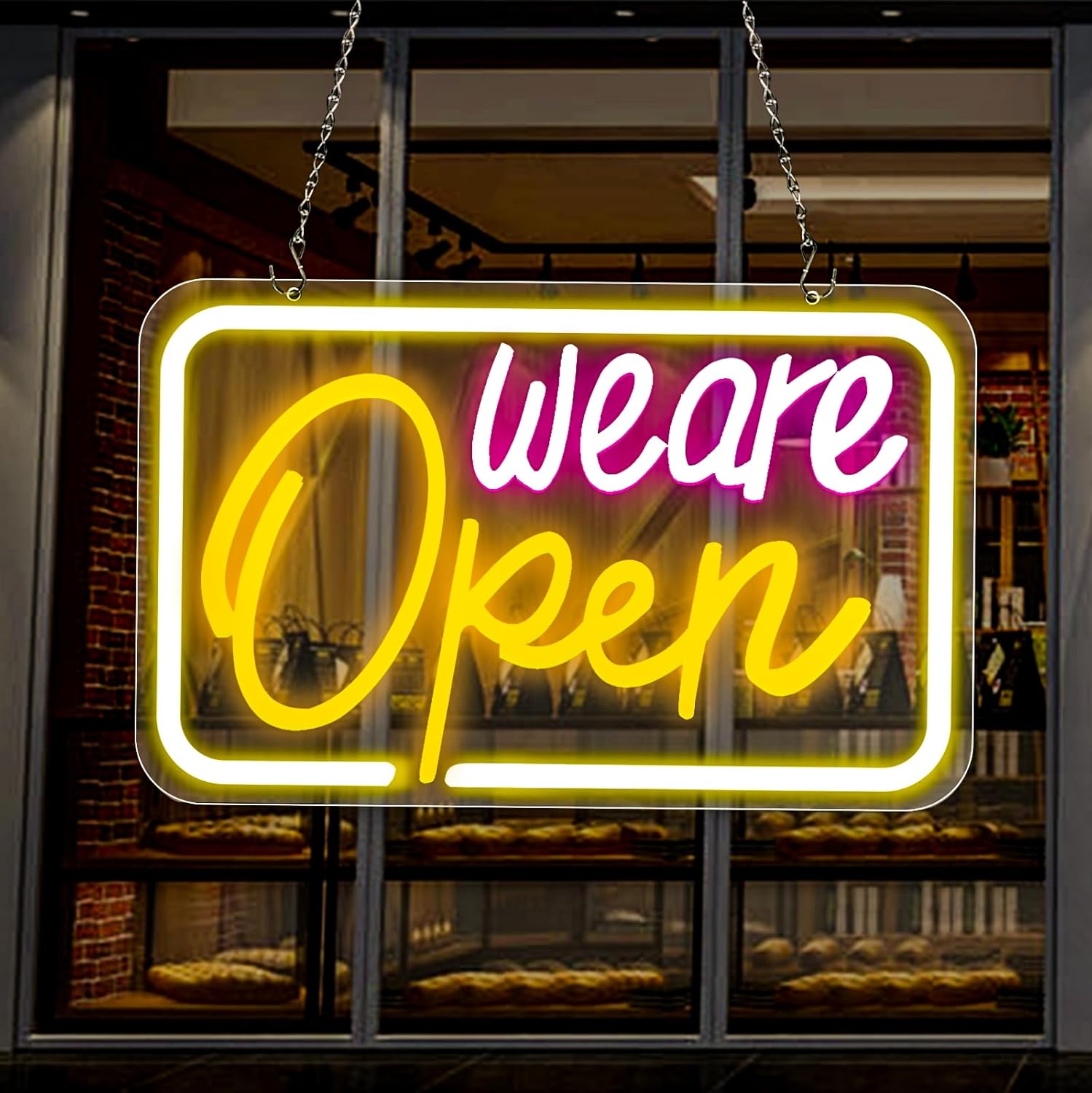 Amazon.com : We Are Open Neon Sign, 16 X 9.4 in Open Sign LED, Tricolor ...