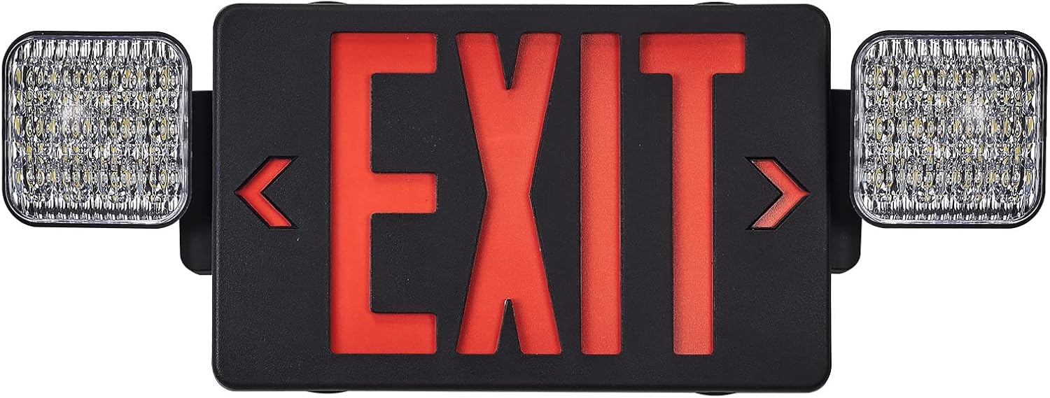 GZRUIYANG Black Housing Exit Sign with Emergency Lights Red, LED ...