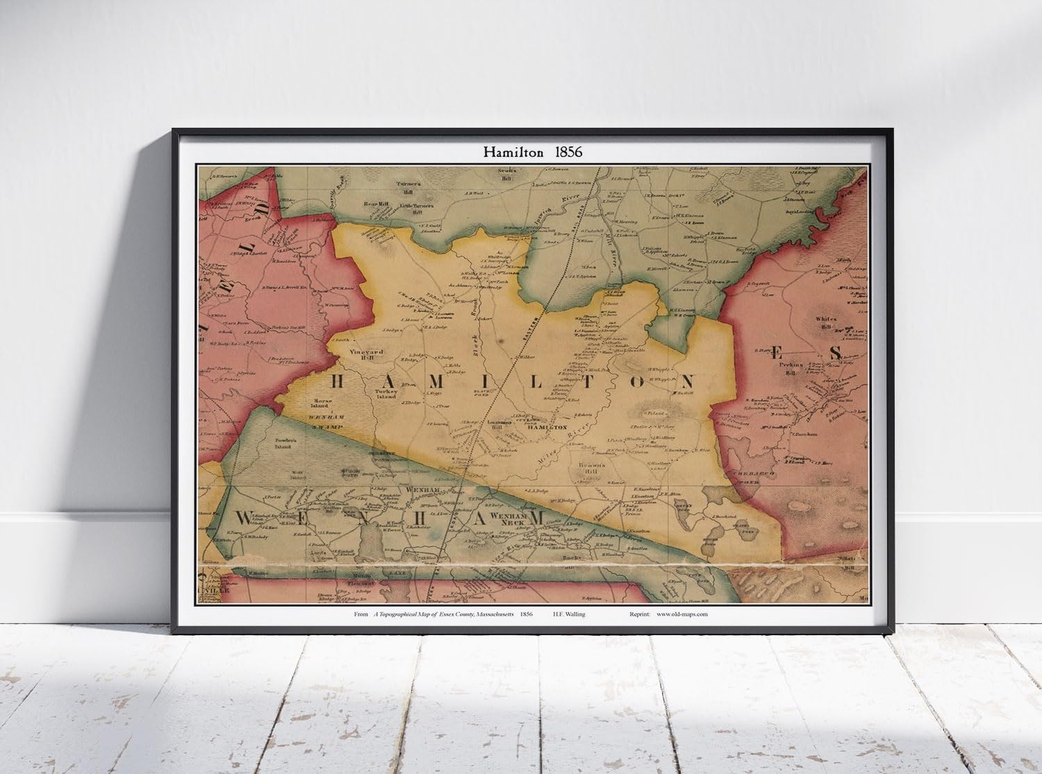Amazon.com - Historical Map Poster of Hamilton Massachusetts 1856 Essex ...