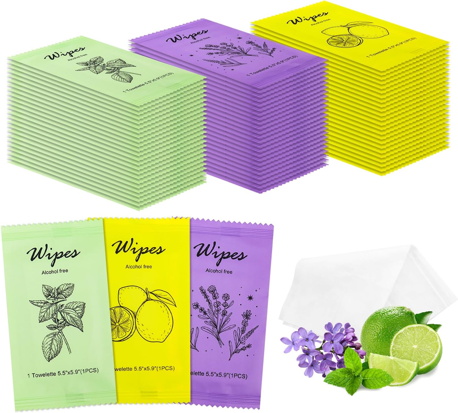 Amazon.com : Moist Wet Wipe Wet Nap Towelette/Xtra Large 8 X 10 / Lemon ...