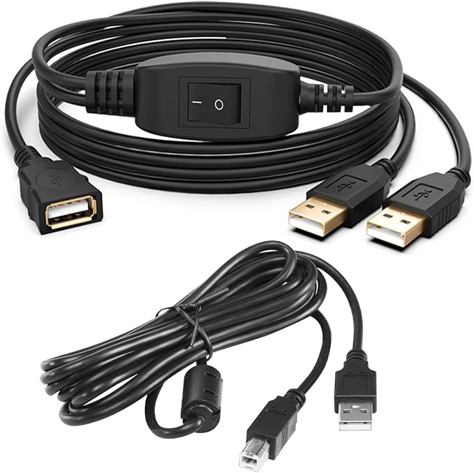 USB Splitter 2 Port USB 2.0 Y Cable Printer Share Lead Female to Dual ...