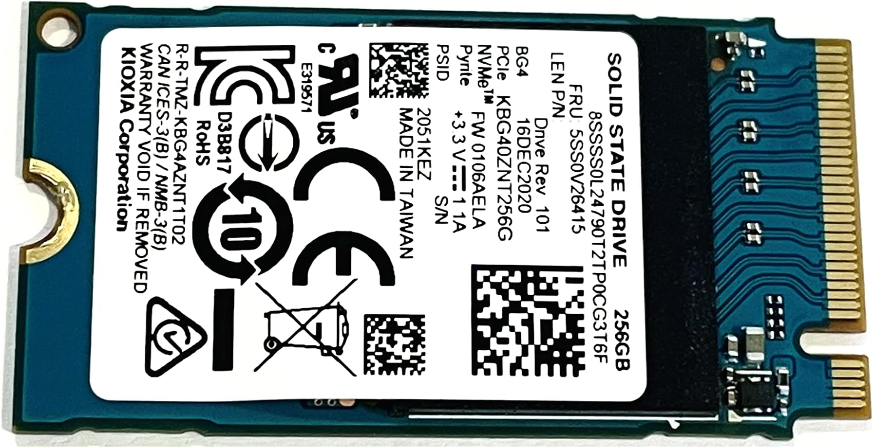 Amazon.com: OEM Kioxia 256GB M.2 PCI-e NVME SSD Internal 5SS0V26415 ...