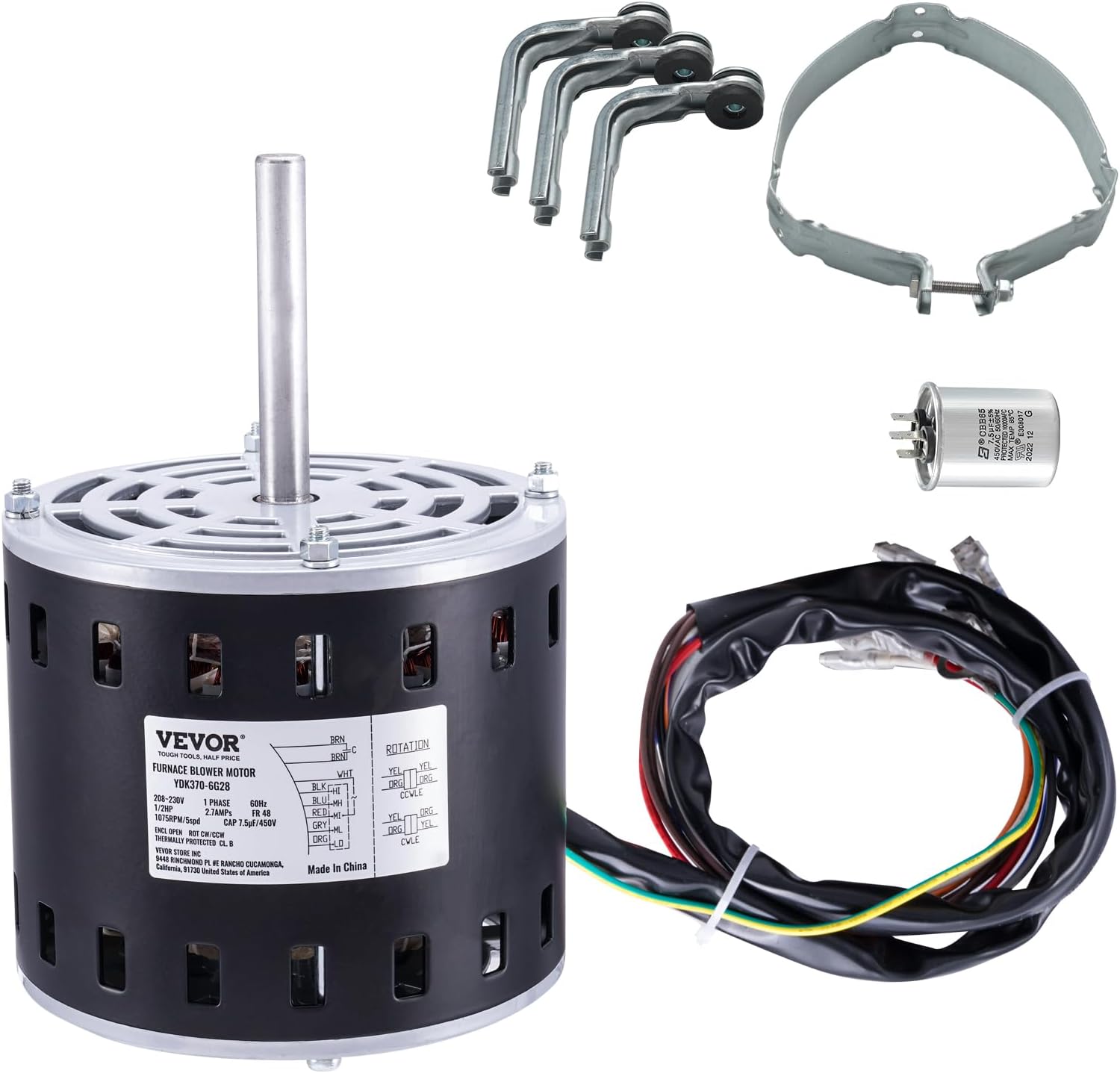 1/3hp 1725RPM 48/56Frame 115 Volts Belt Drive Furnace Motor Century ...