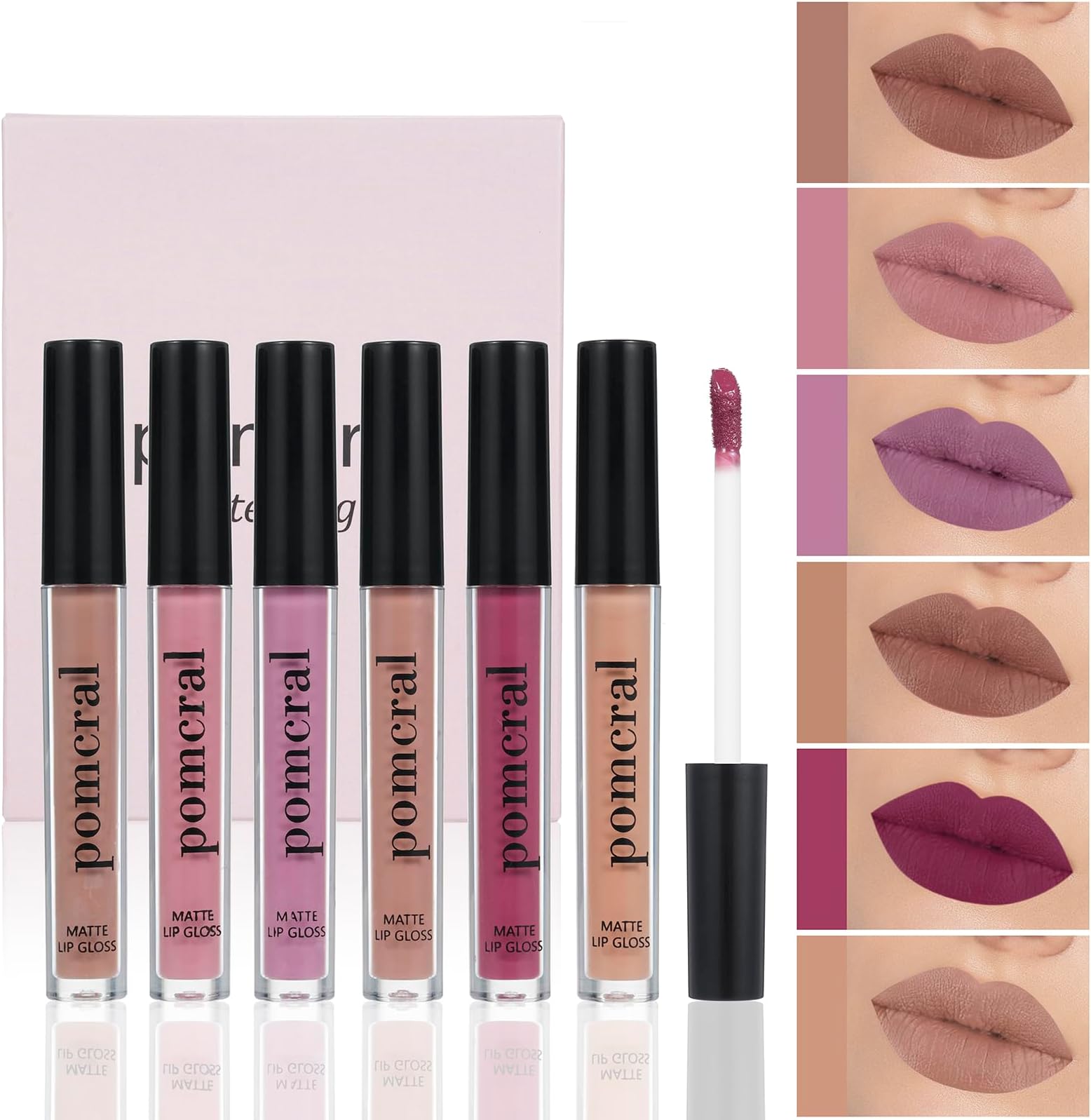 Amazon.com : pomcral 6 Color Matte Lip gloss Sets Velvet Lip Glaze ...
