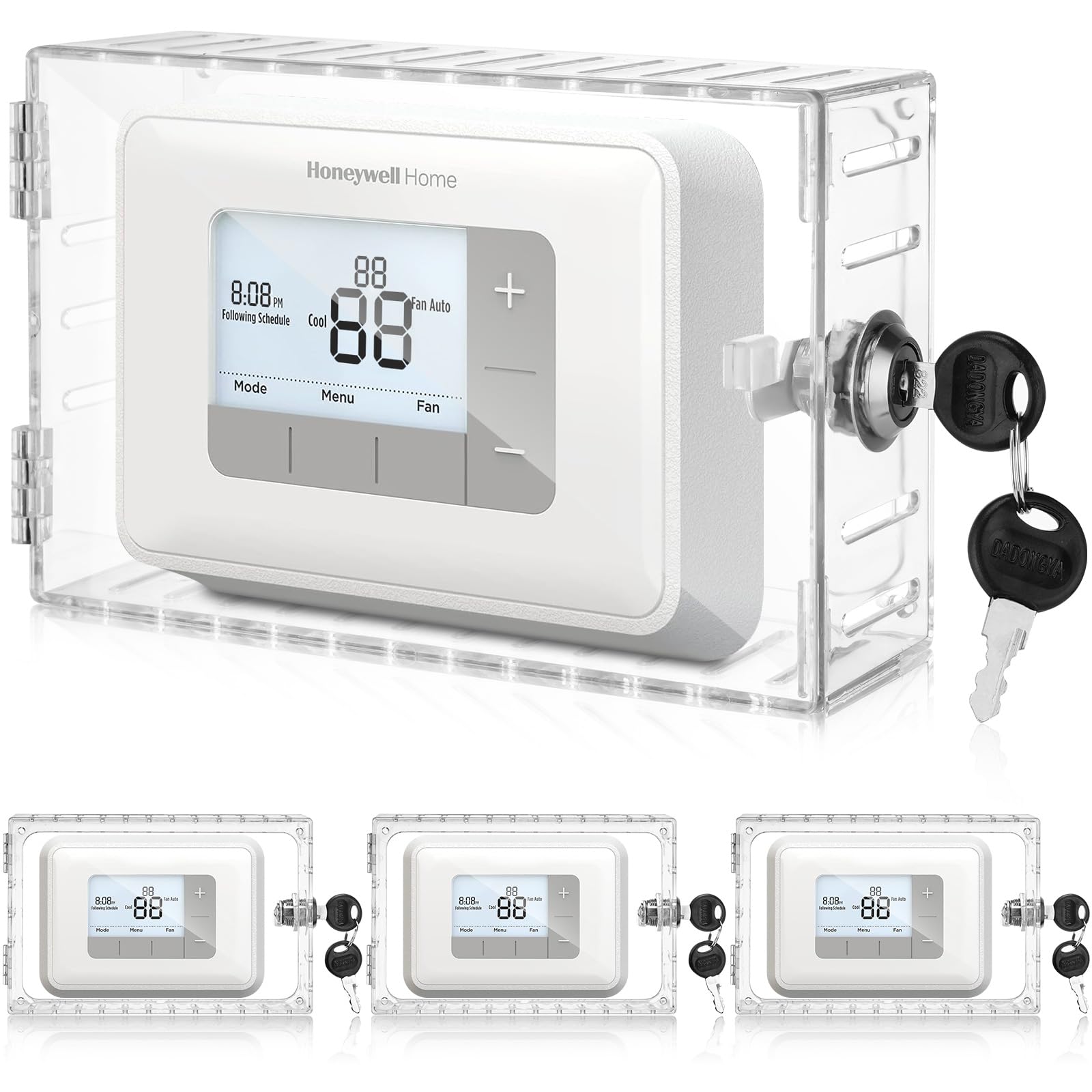 4 Pcs Universal Thermostat Lock Box with Key, Clear Large Thermostat ...