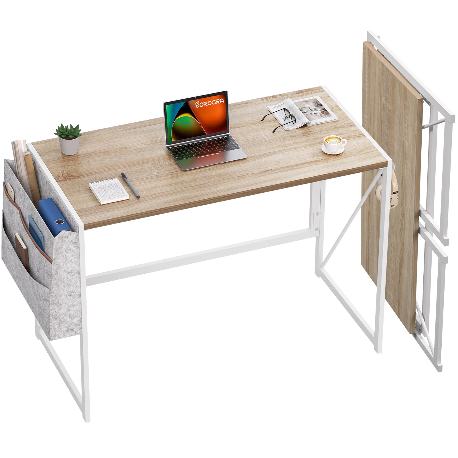 Amazon.com: SOROGRA Small Folding Desk, 39.4 Inch Spaces Saving ...