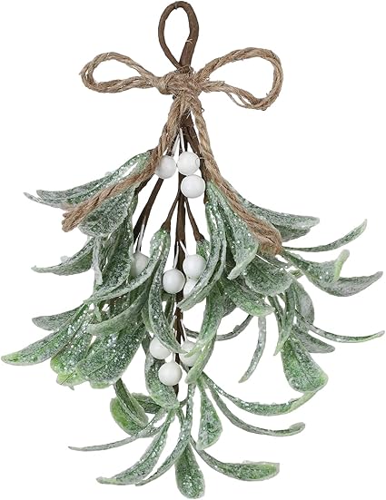 Evember 9.1inch Artificial Mistletoe Picks - 2 Styles Frosted With Red ...
