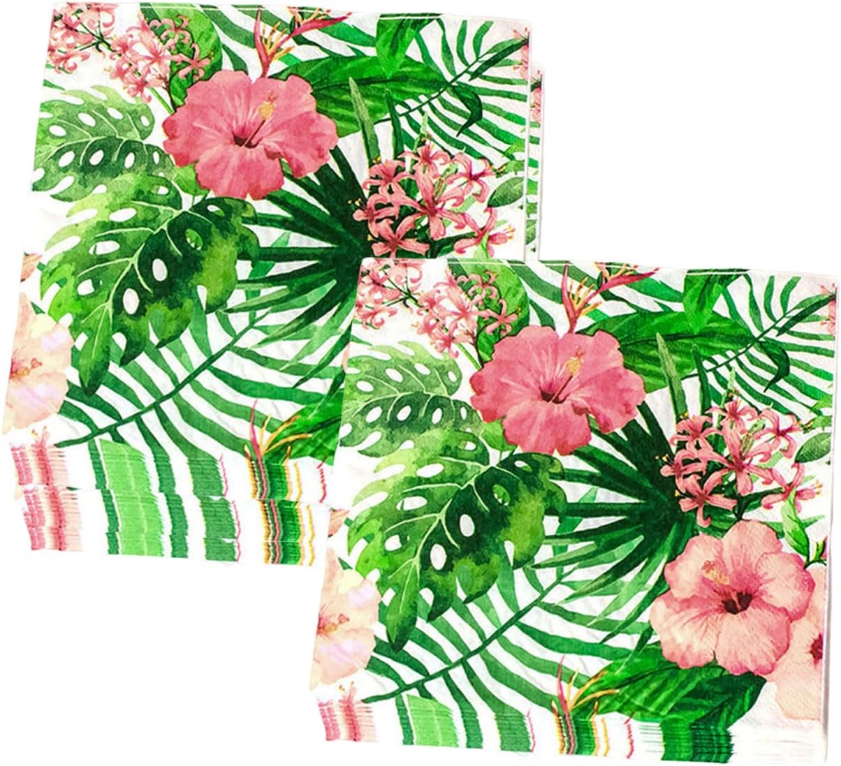 Amazon.com: 50 Count Tropical Hibiscus Floral Greenery Paper Napkins ...