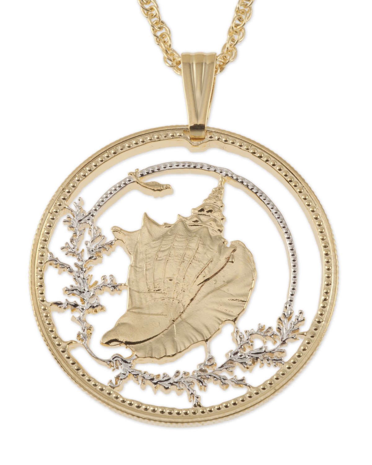 Amazon.com: Conch Shell Pendant & Necklace, Bahama $1.00 Hand Cut Coin ...