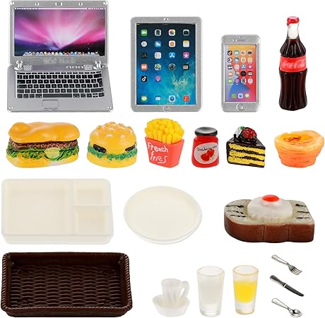 simarro 21 Pcs Dollhouse Miniature Laptop Computer Tablet Set ...