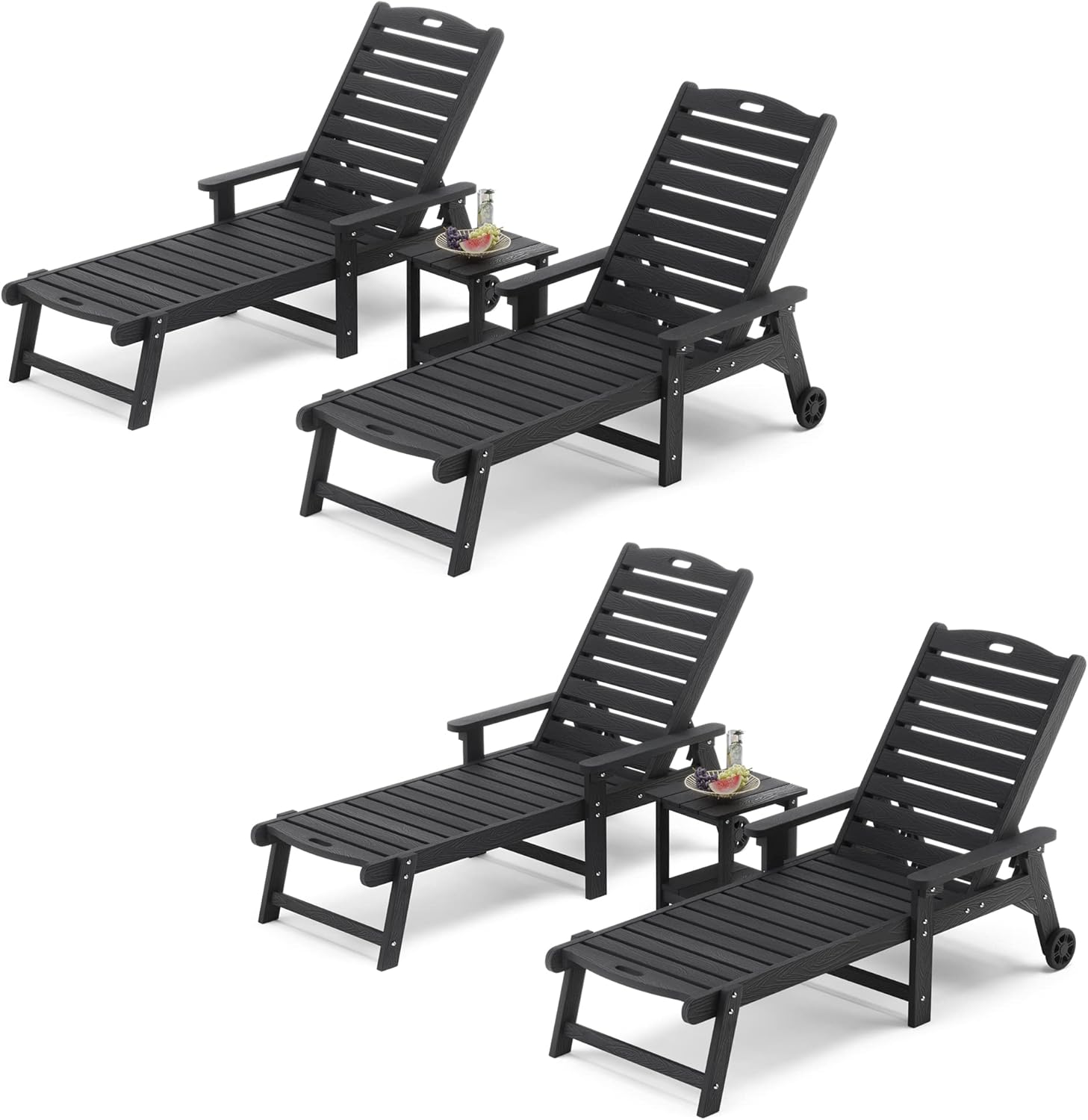 Amazon.com : LUE BONA Chaise Lounge Chair with Table, 6-Piece, HDPS ...