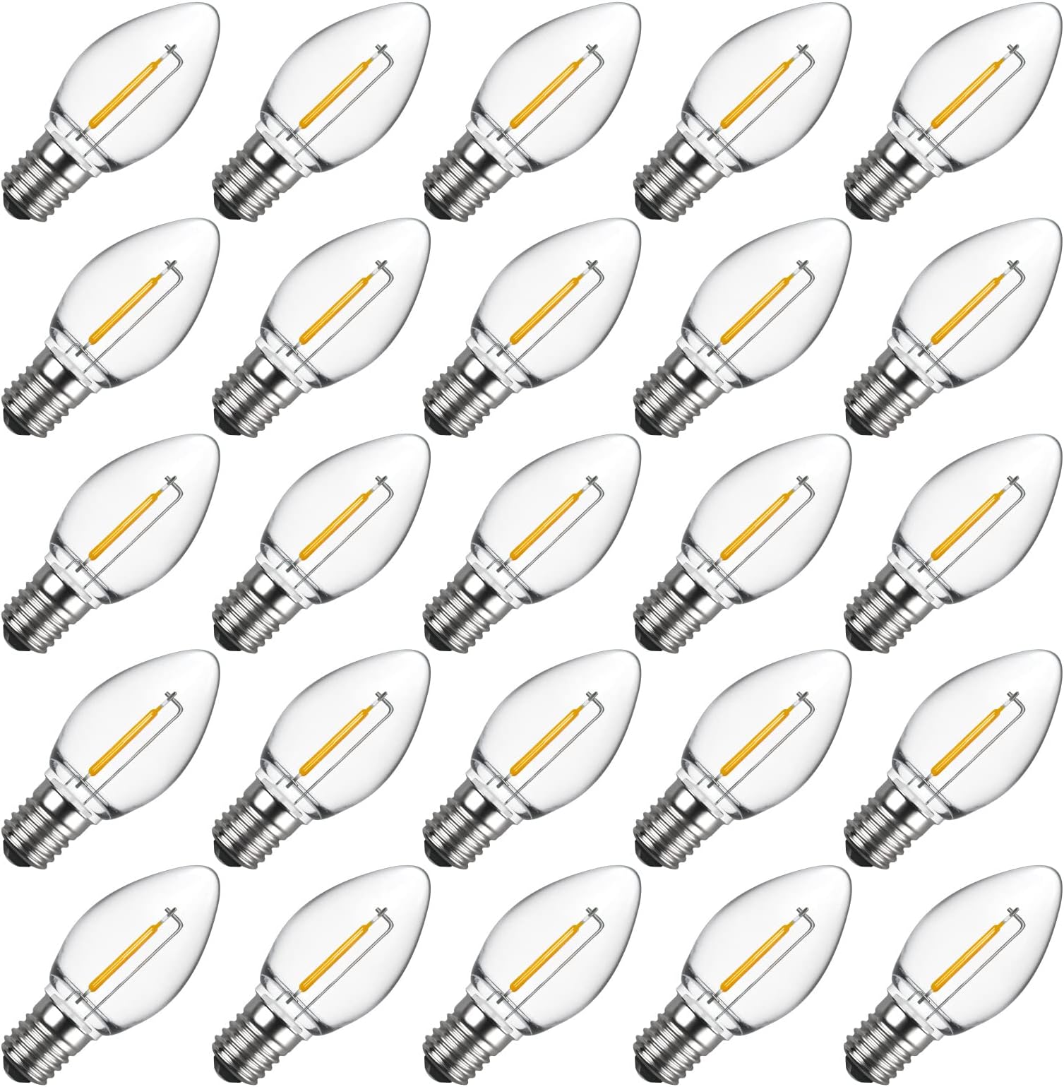 Brightown 25 Pack C7 LED Christmas Light Bulbs, Clear Plastic Night ...