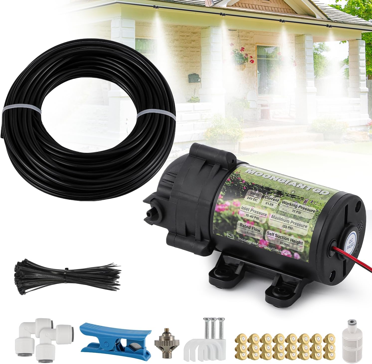 Amazon.com: Moongiantgo Outdoor Misting Cooling System with Pump Kit ...