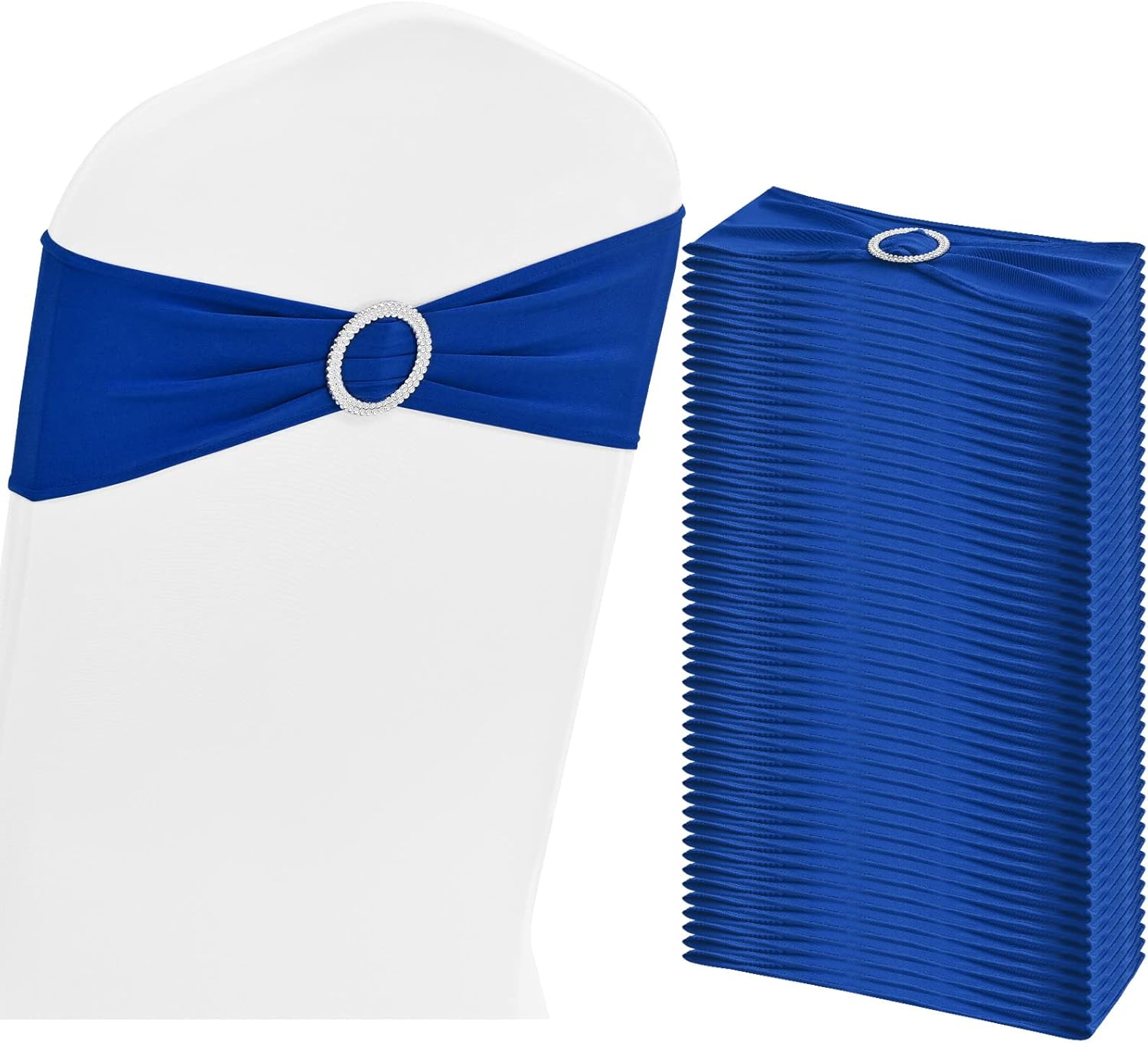 Amazon.com: FXKS Pack of 60 Royal Blue Spandex Chair Sashes Bows ...