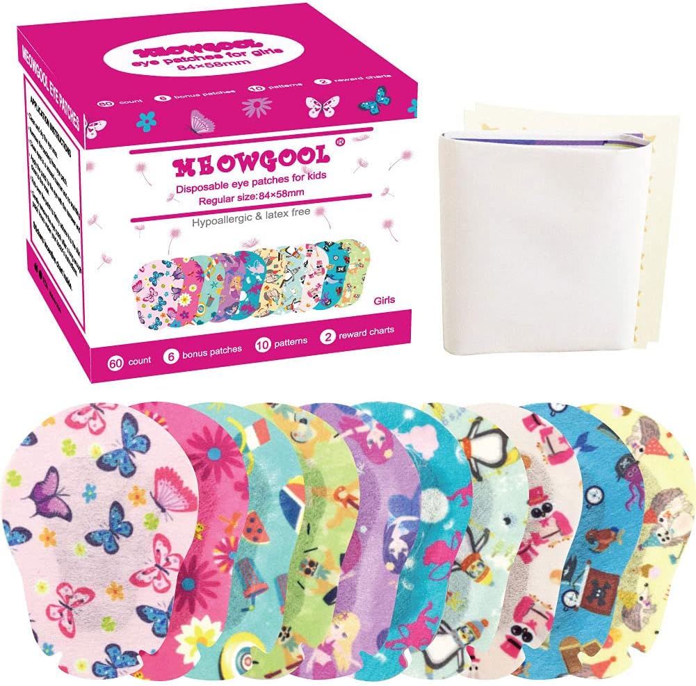 Amazon.com: Meowgool Adhesive Eye Patches for Kids with Lazy Eye, 60+6 ...