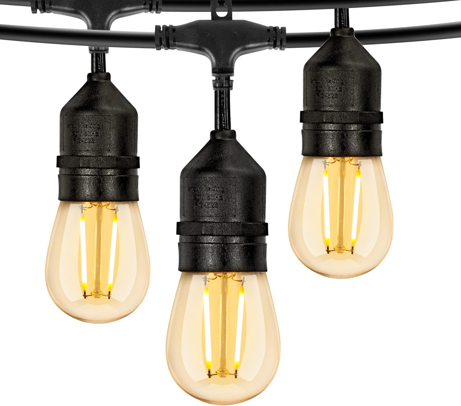 Aialun LED Outdoor String Lights, 48FT with 2W Dimmable Edison Vintage ...