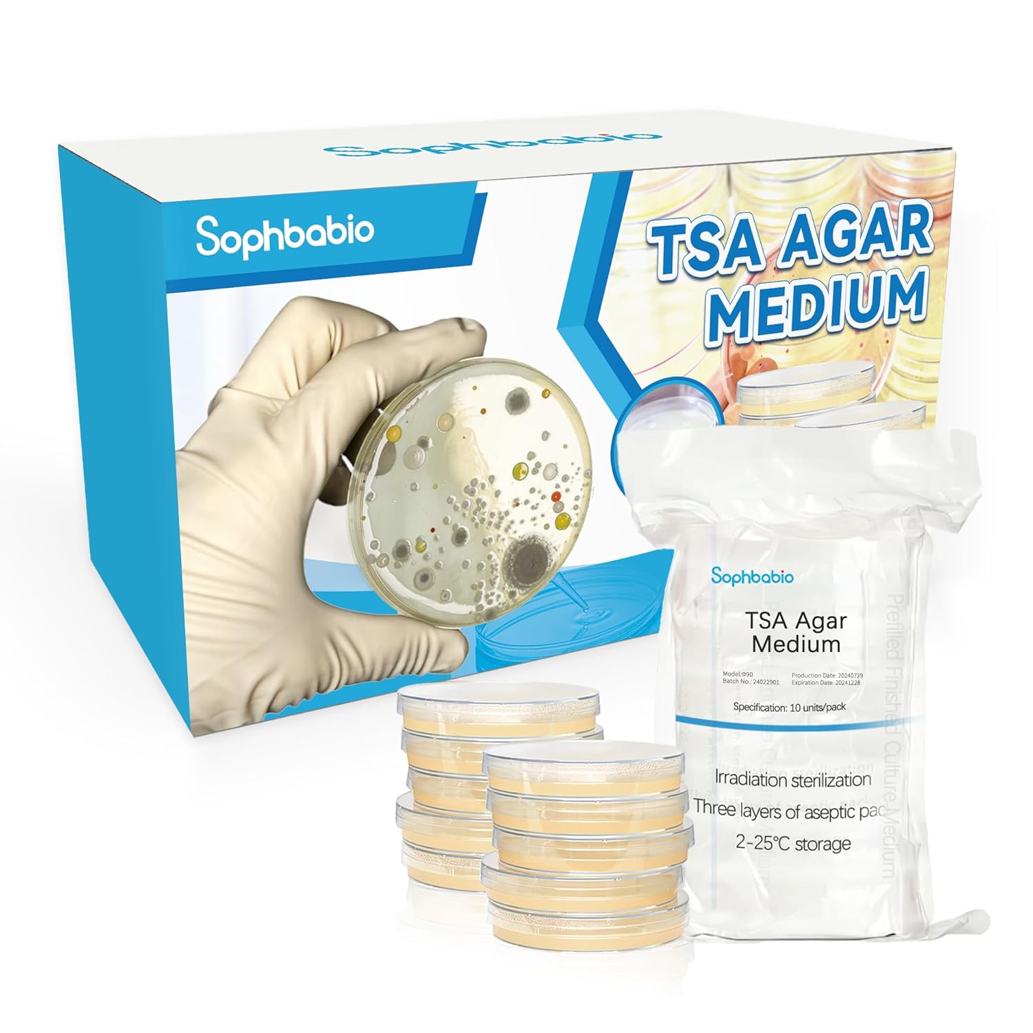 Tryptic Soy Agar (TSA) Agar Plates – 10 Sterile Plates/Pack | Tryptic ...